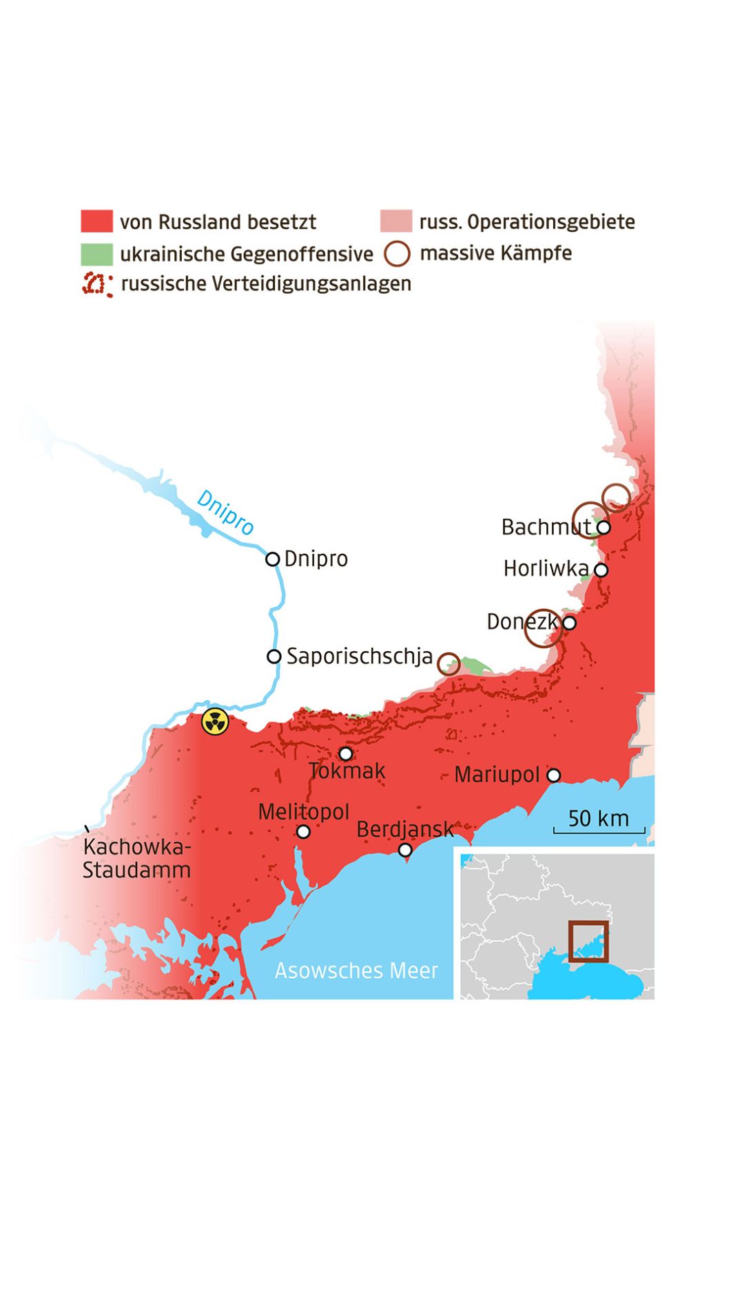 21 Monate Krieg: Der Frontverlauf in der Ukraine in Karten