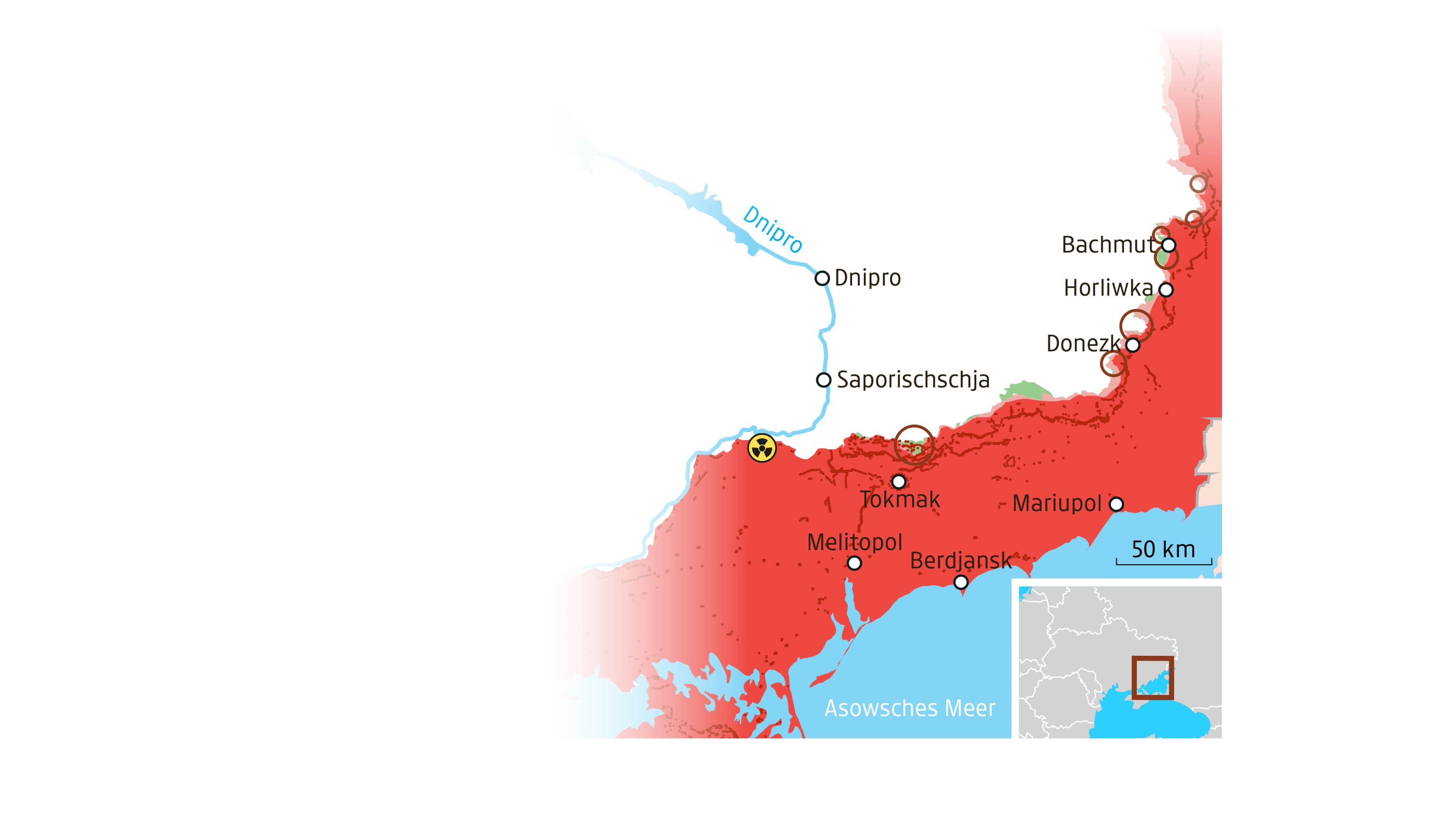 Mehr als 22 Monate Krieg: Der Frontverlauf in der Ukraine in Karten